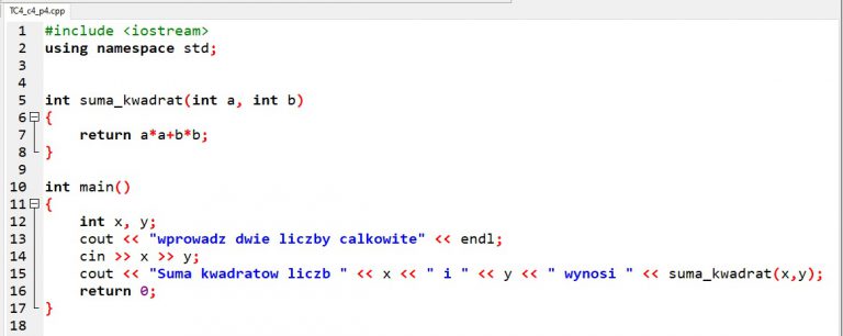 Stosowanie funkcji w językach C++ i Python – Informatyka – zakres rozszerzony