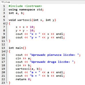 Więcej na temat stosowania funkcji w językach C++ i Python ...
