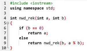 Rekurencyjna realizacja algorytmu Euklidesa i algorytmu szybkiego ...