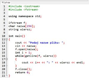 Przetwarzanie plików w językach C++ i Python – Informatyka – zakres ...