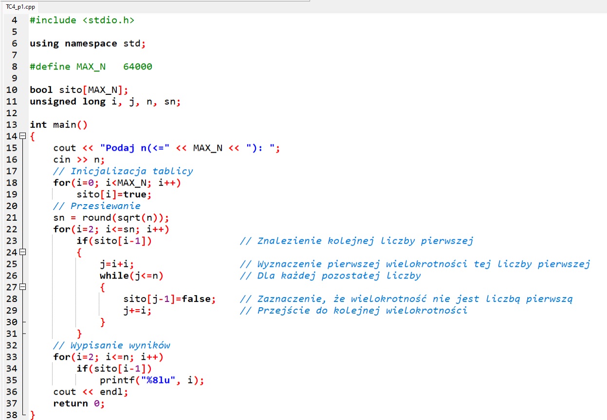 Sito Eratostenesa i rozkład liczby na czynniki pierwsze – realizacja w ...