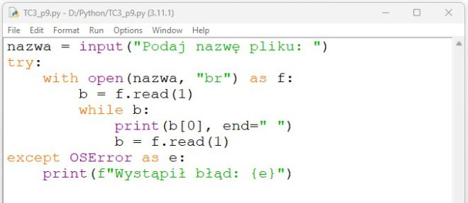 Przetwarzanie plików w językach C++ i Python – Informatyka – zakres ...
